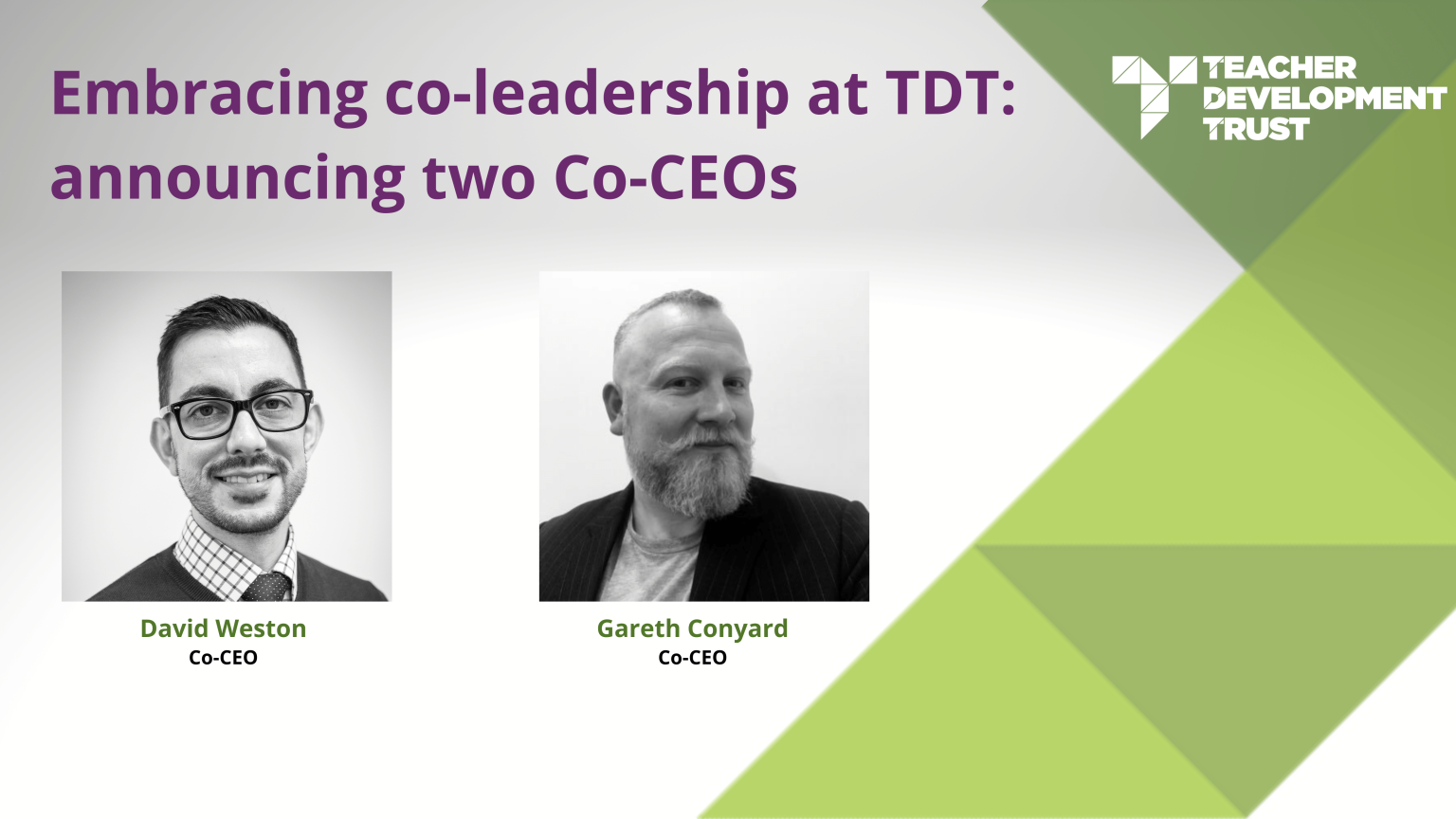 Embracing co-leadership at TDT: announcing two Co-CEOs - Teacher ...